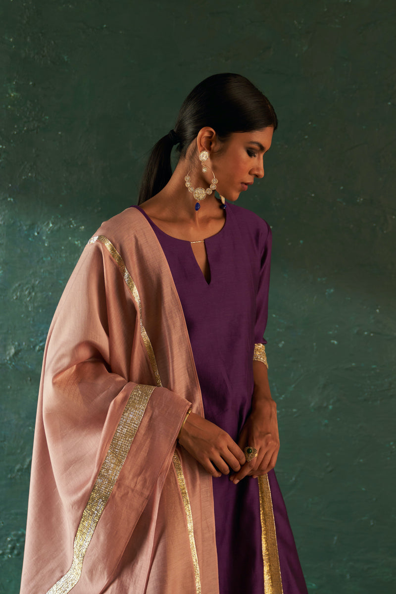 Elevate Your Festive Style with a Luxurious Purple Chanderi Kurta Set – charkhee
