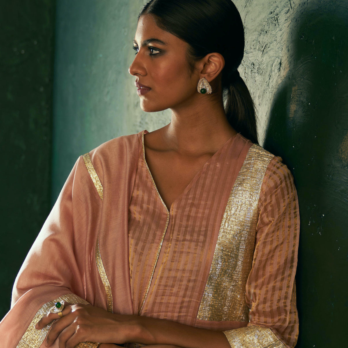 Experience Timeless Elegance with this Classic Tissue Stripe Fabric ...