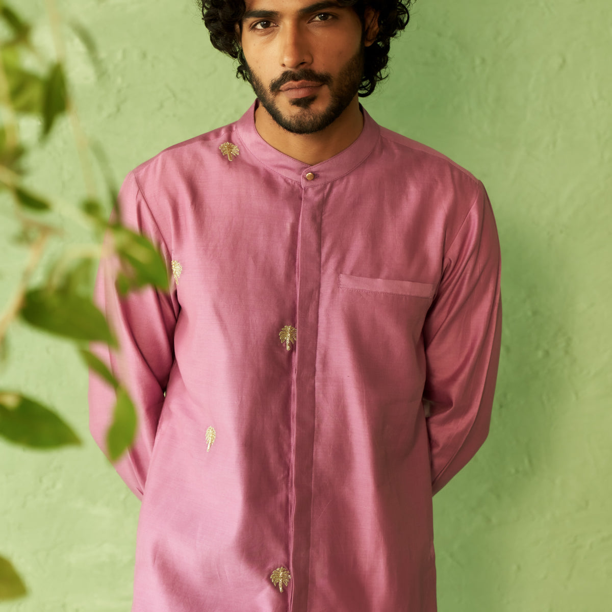 Front Open Men’s Kurta Set with Embroidery – charkhee