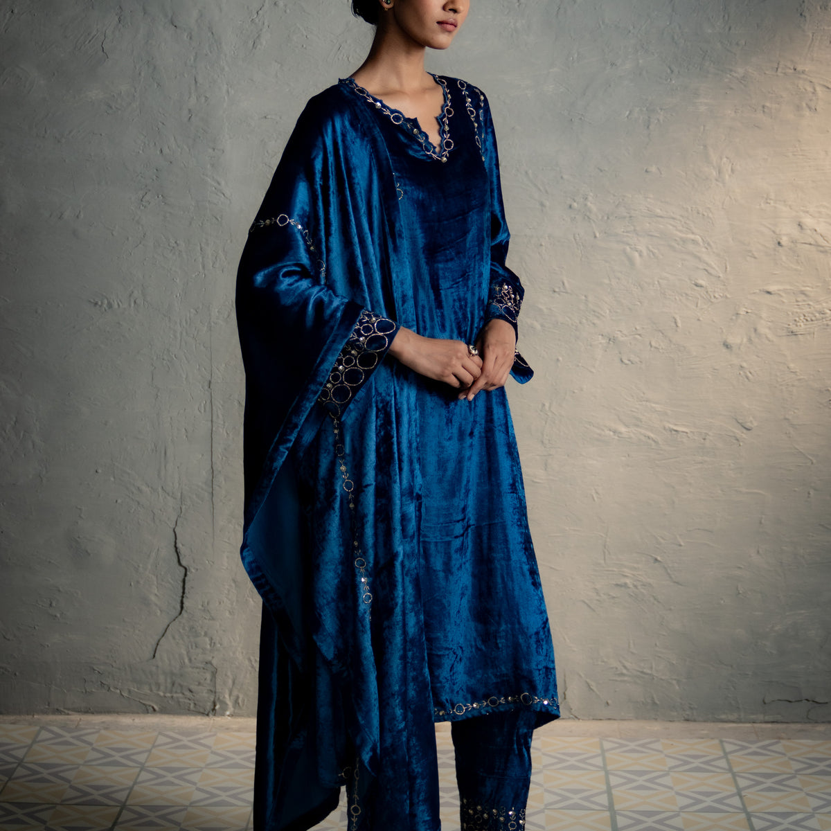 Blue Phiran Style Kurta Set – charkhee