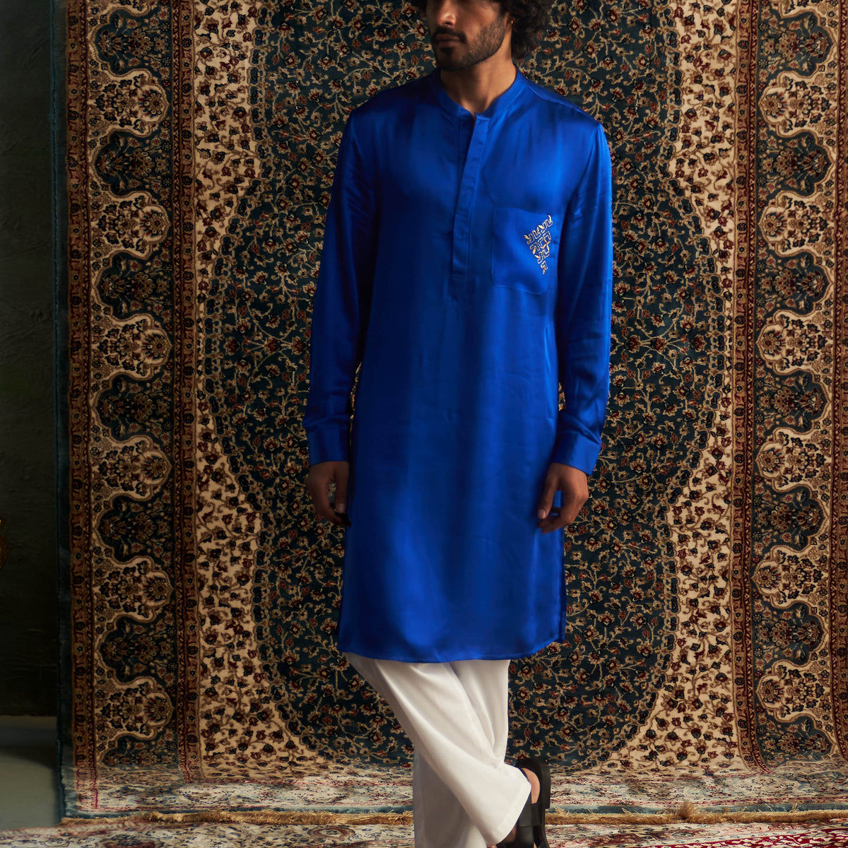 Long Sleeve Kurta with Embroidered Pocket – Stylish and Contemporary ...