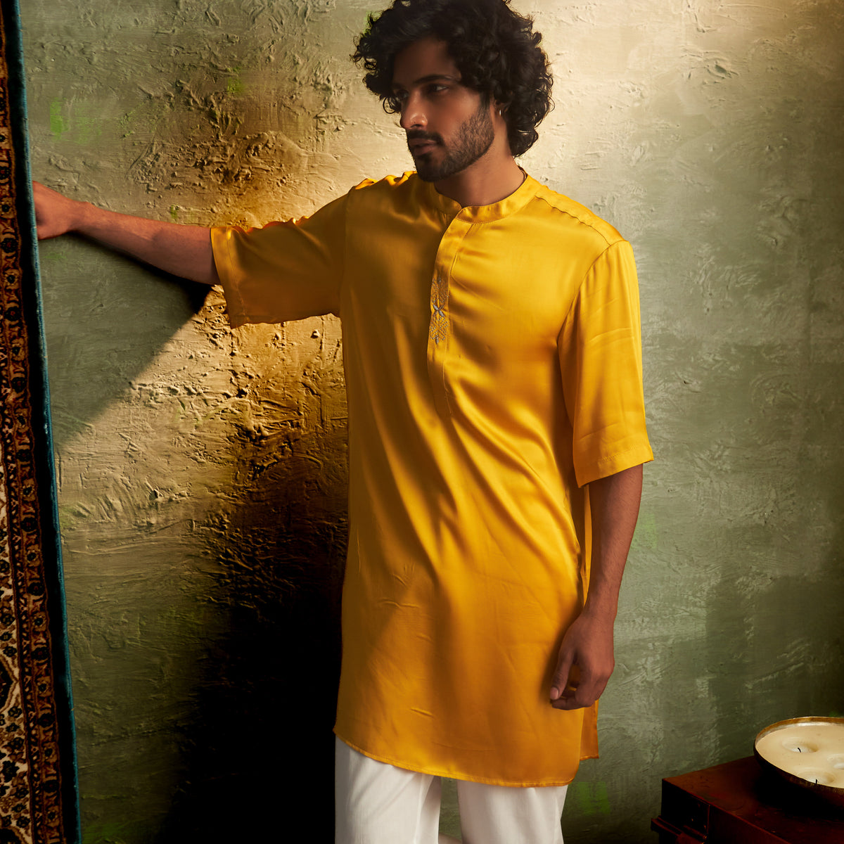 Short Sleeve Kurta with Unique Half motif Embroidery – Modern and ...