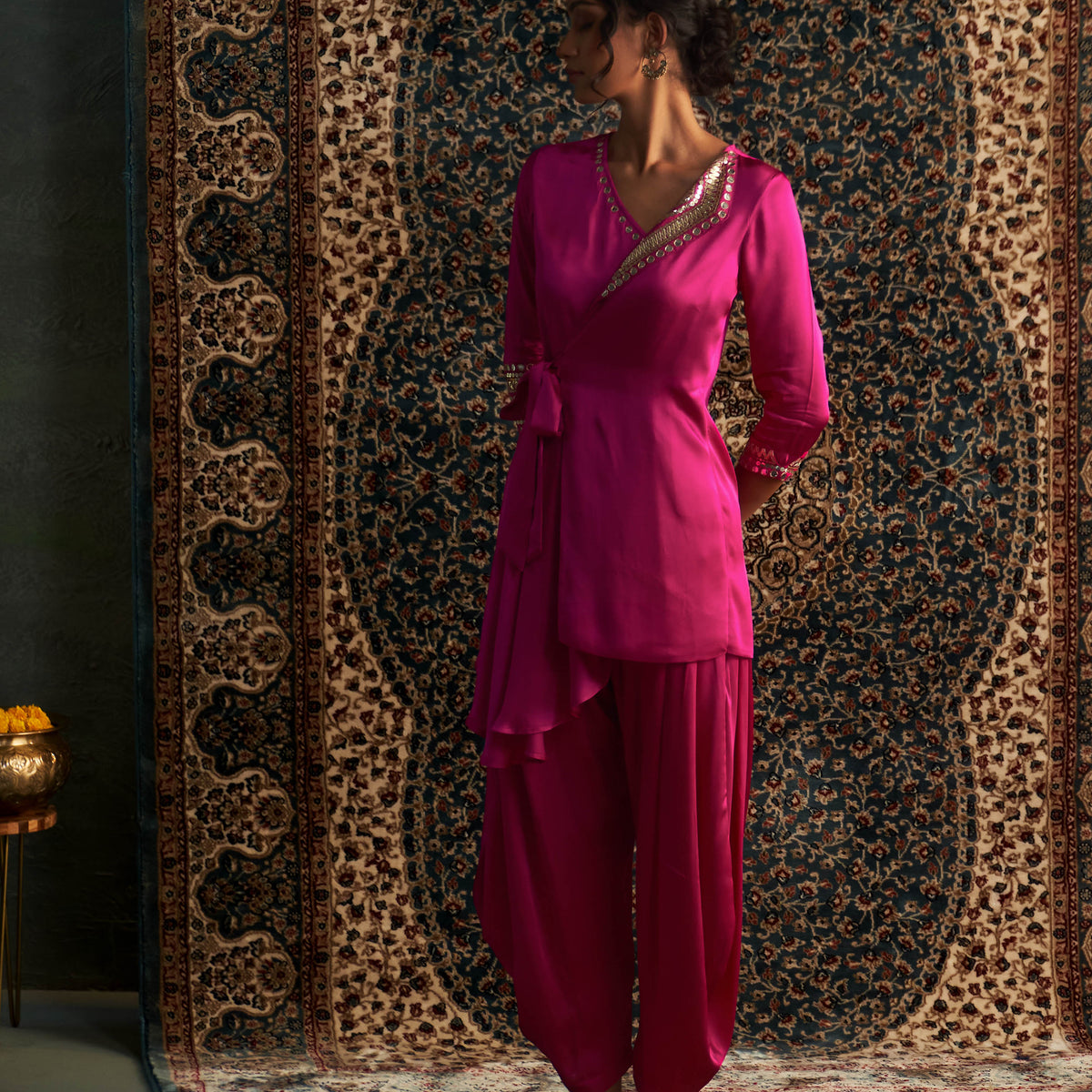 Luxurious Blue Wrap Kurta with Intricate Embroidery – Elegant and ...